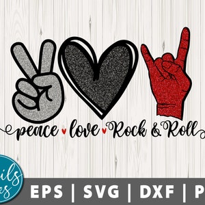 Peace Love Rock & Roll Svg Png Sublimation Digital Download Peace Love ...