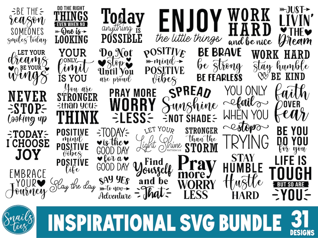 Inspirational Quotes SVG Bundle Svg, Png, Dxf, Inspirational Svg ...