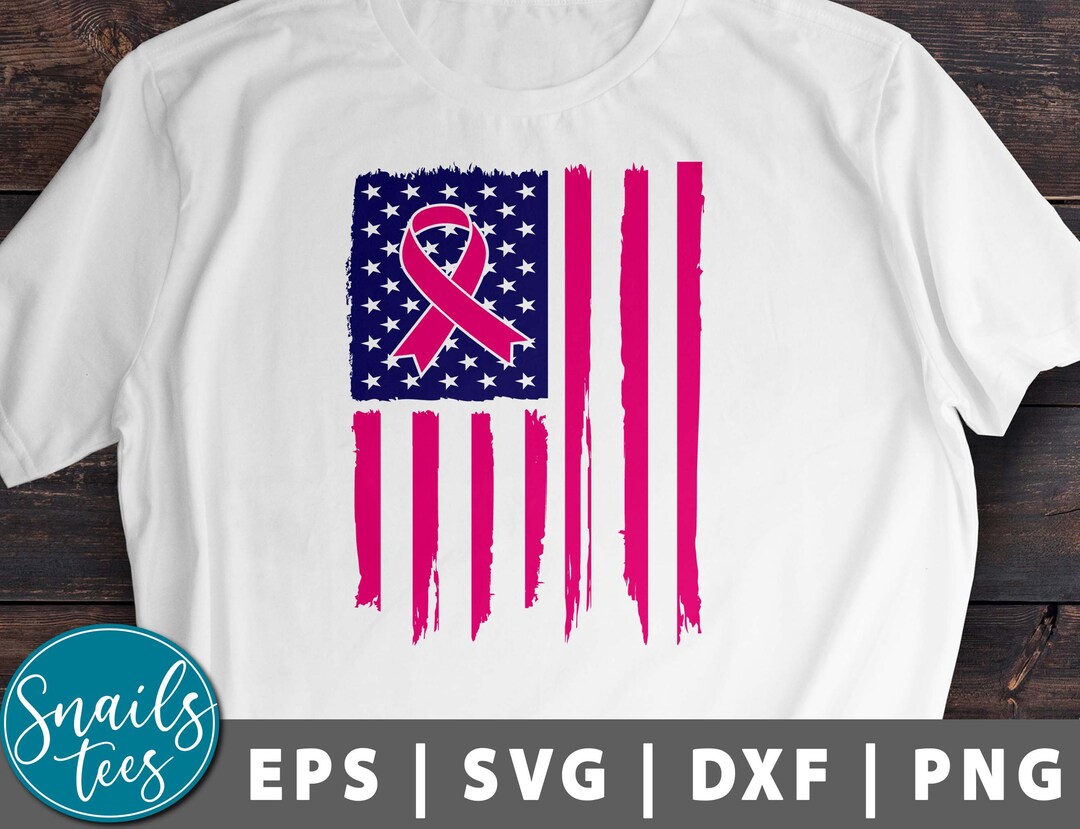 Pink Ribbon USA Flag Svg Png Dxf Breast Cancer Awareness Svg Grunge ...