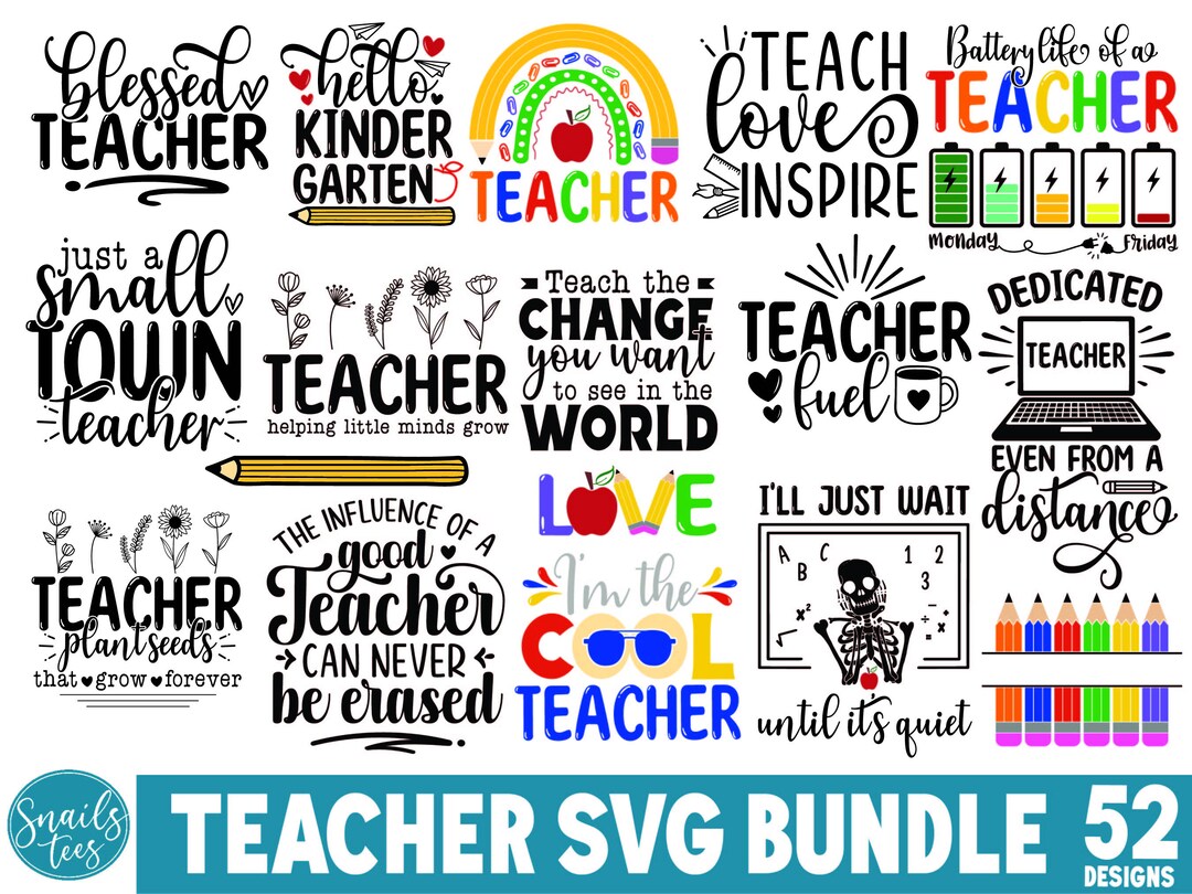 Teacher Svg Bundle, Teacher Life Svg, Teacher Svg, Teacher Quote Svg ...