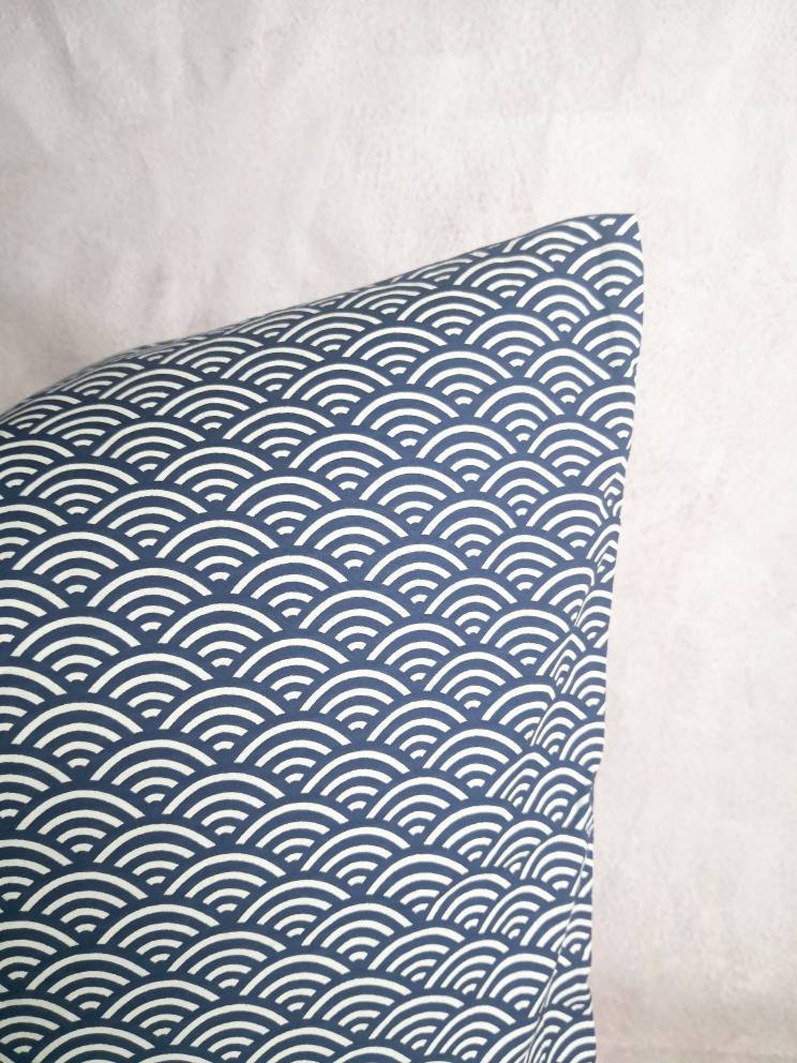 Blue Japanese Wave Print Pillow Cover, Indigo Minimal Boho Cushion - Etsy