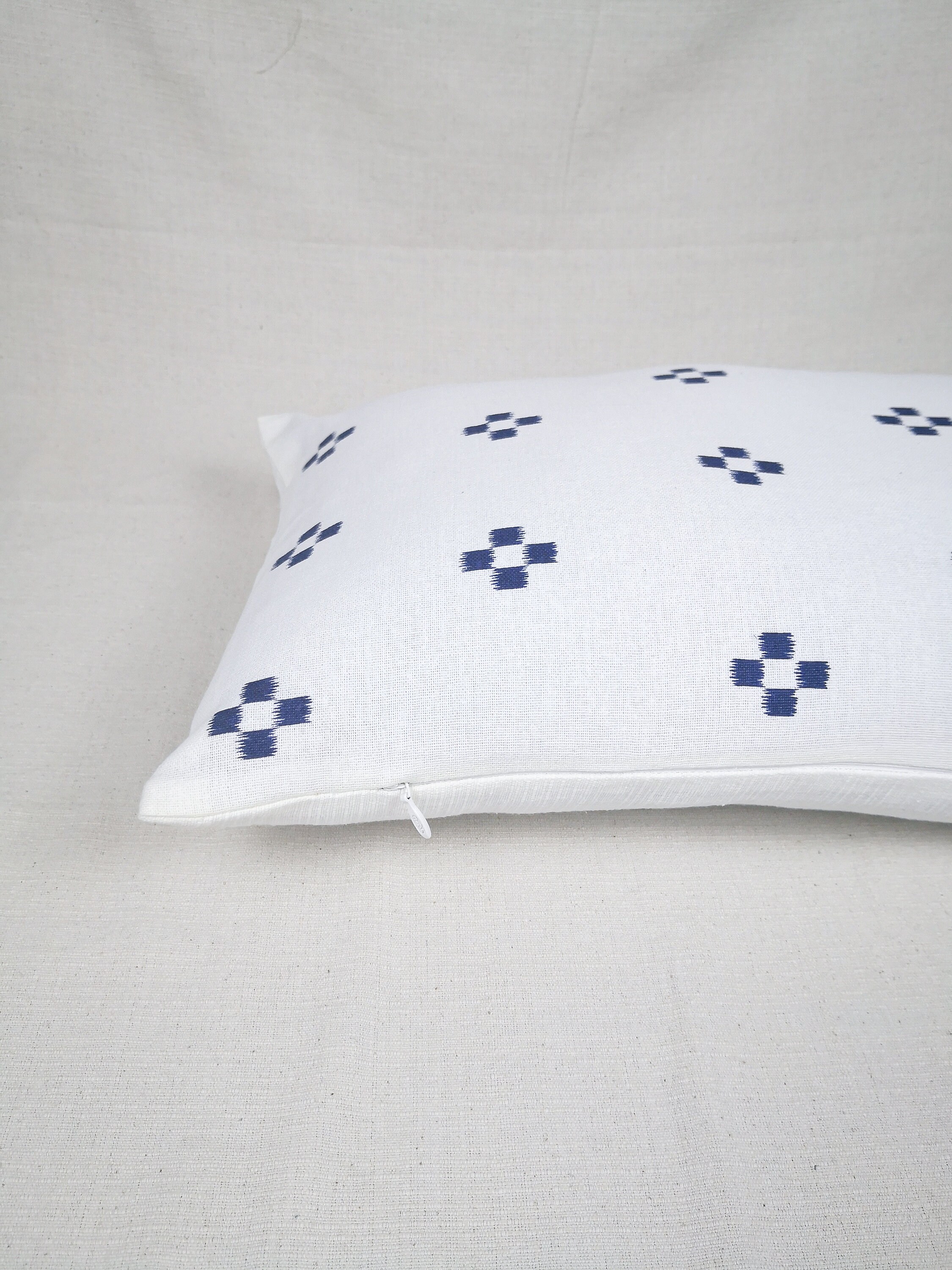 Off White Block Print Pillow, Chiang Mai Cotton Pillow, Netrual Pillow ...