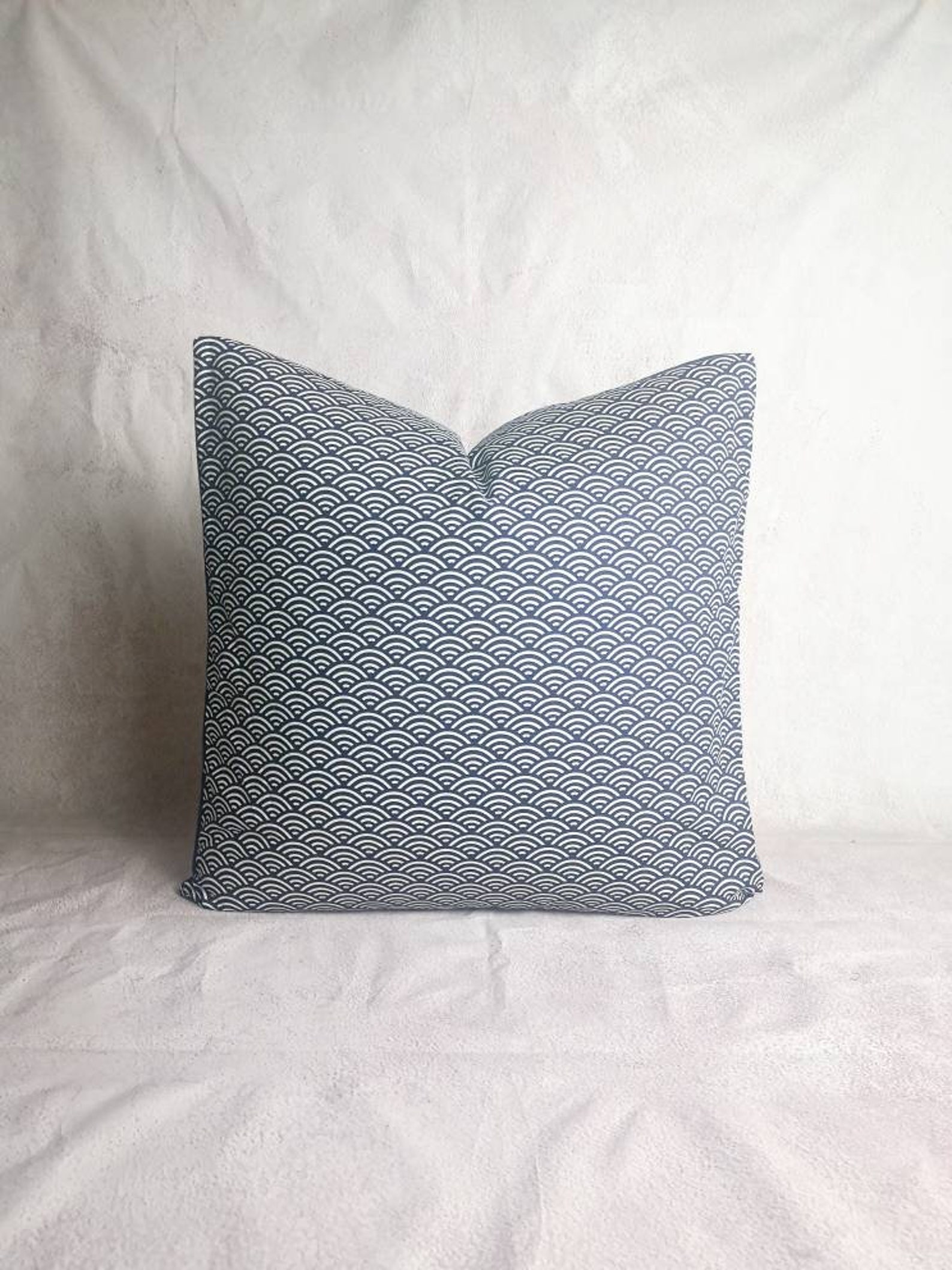 Blue Japanese Wave Print Pillow Cover, Indigo Minimal Boho Cushion - Etsy