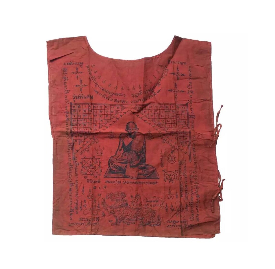 Vintage Yantra Cloth Luang Phoo SUK, Thai Buddha Cloth, Scared Guru ...