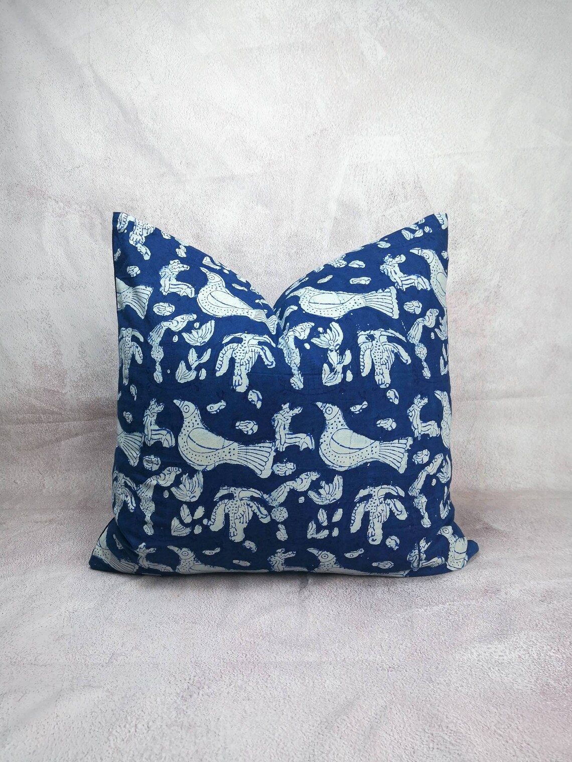 Organic Blue India Block Print Pillow, Handmade Block Print Pillow ...