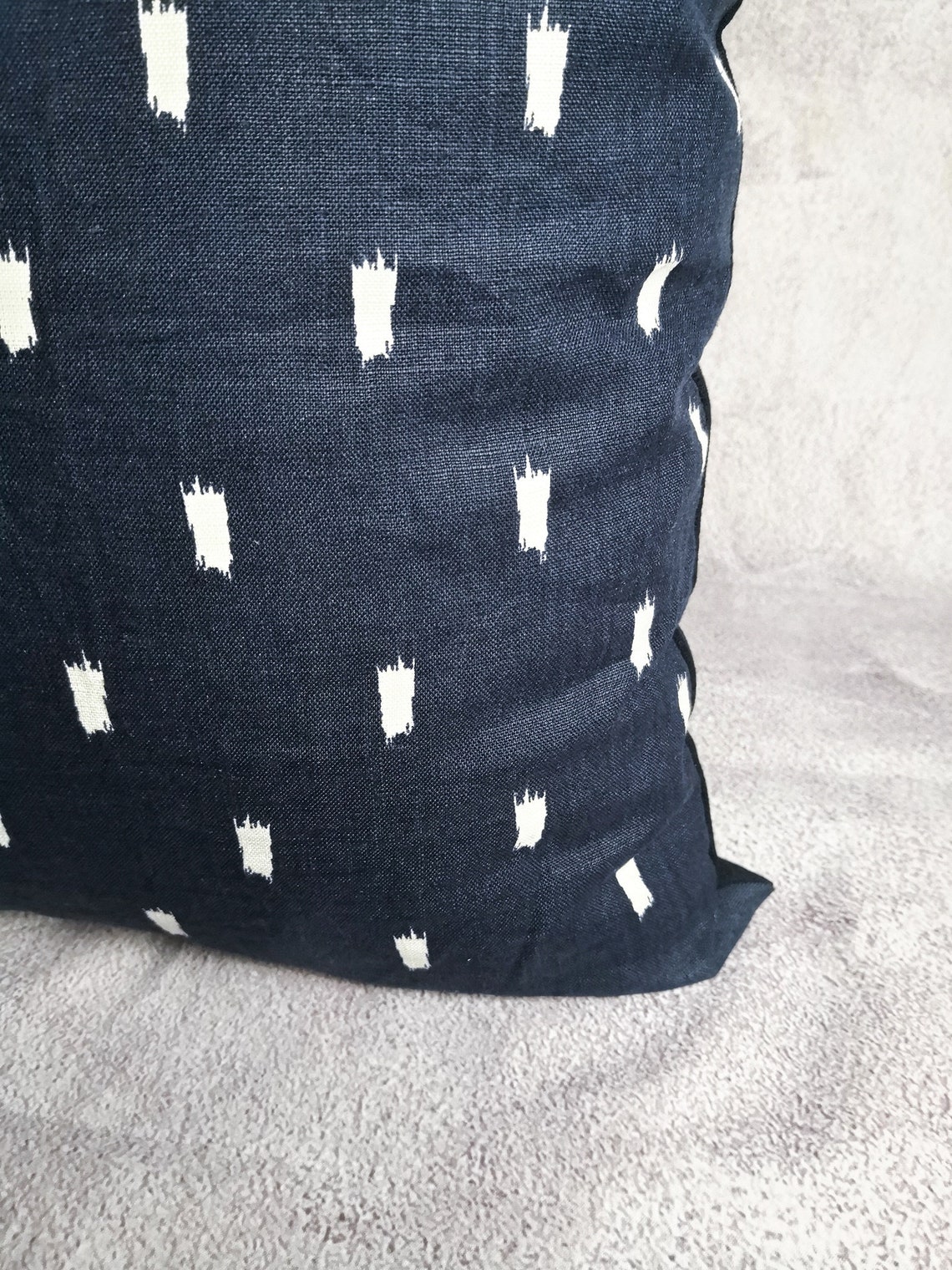 Indigo Linen Block Print Pillow Chiangmai Linen Block Print - Etsy