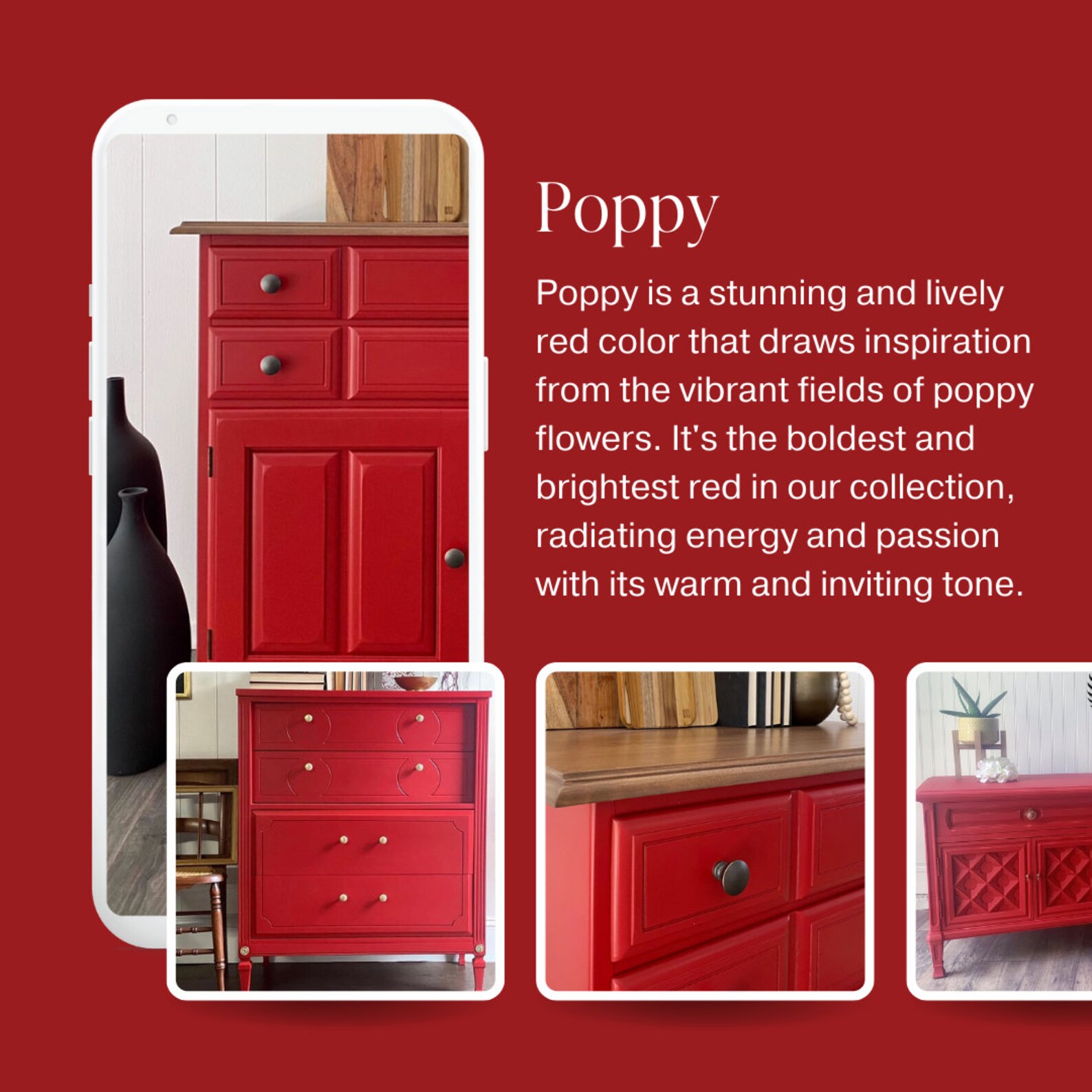 Poppy - Red Chalk Style Paint for Furniture, Home Decor, DIY, Cabinets ...
