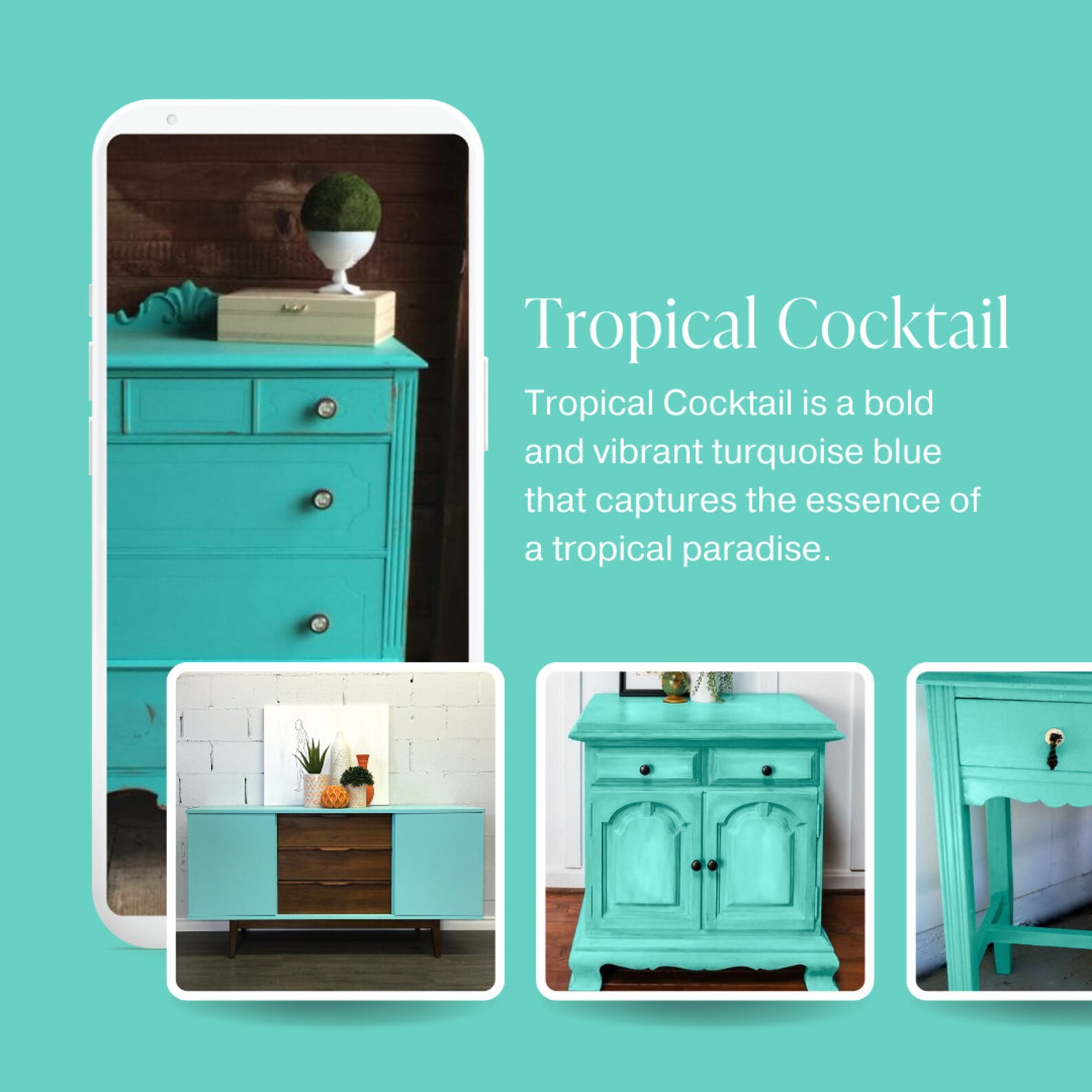 Tropical Cocktail - Turquoise Chalk Style Paint for Furniture, Home ...