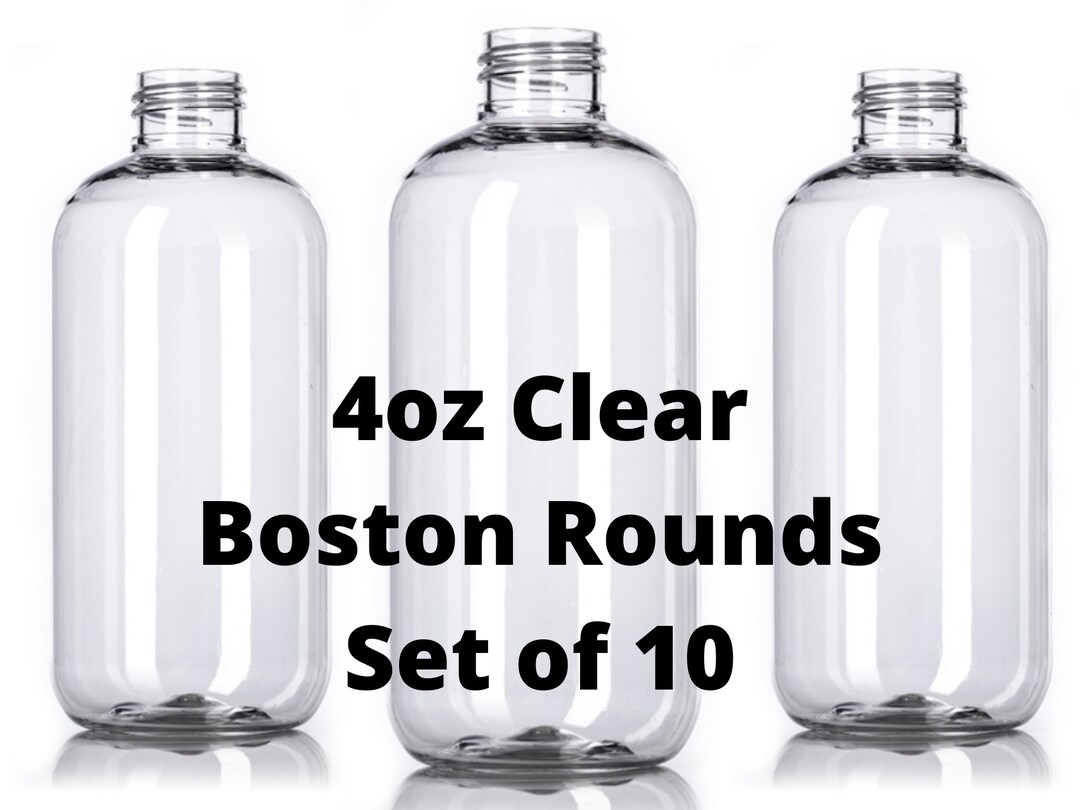 4oz Clear or Am.bertinted Boston Round Bottles Lotions, Body Creams ...