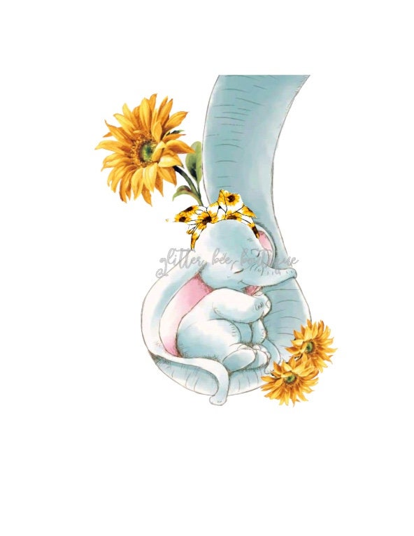 Elephant Baby & Mommy Sunflowers PNG ONLY Sublimation | Etsy