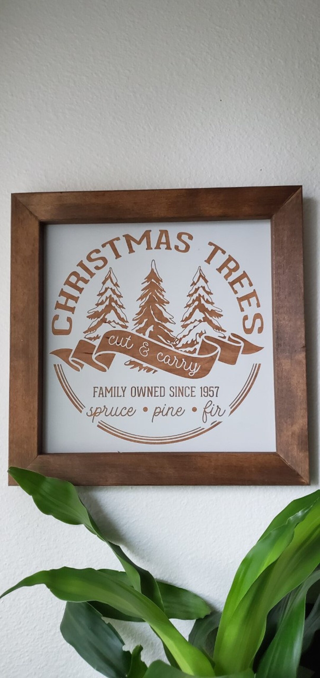 Laser Engraved Christmas Tree Sign, Christmas Rustic Holiday Sign, Pine ...