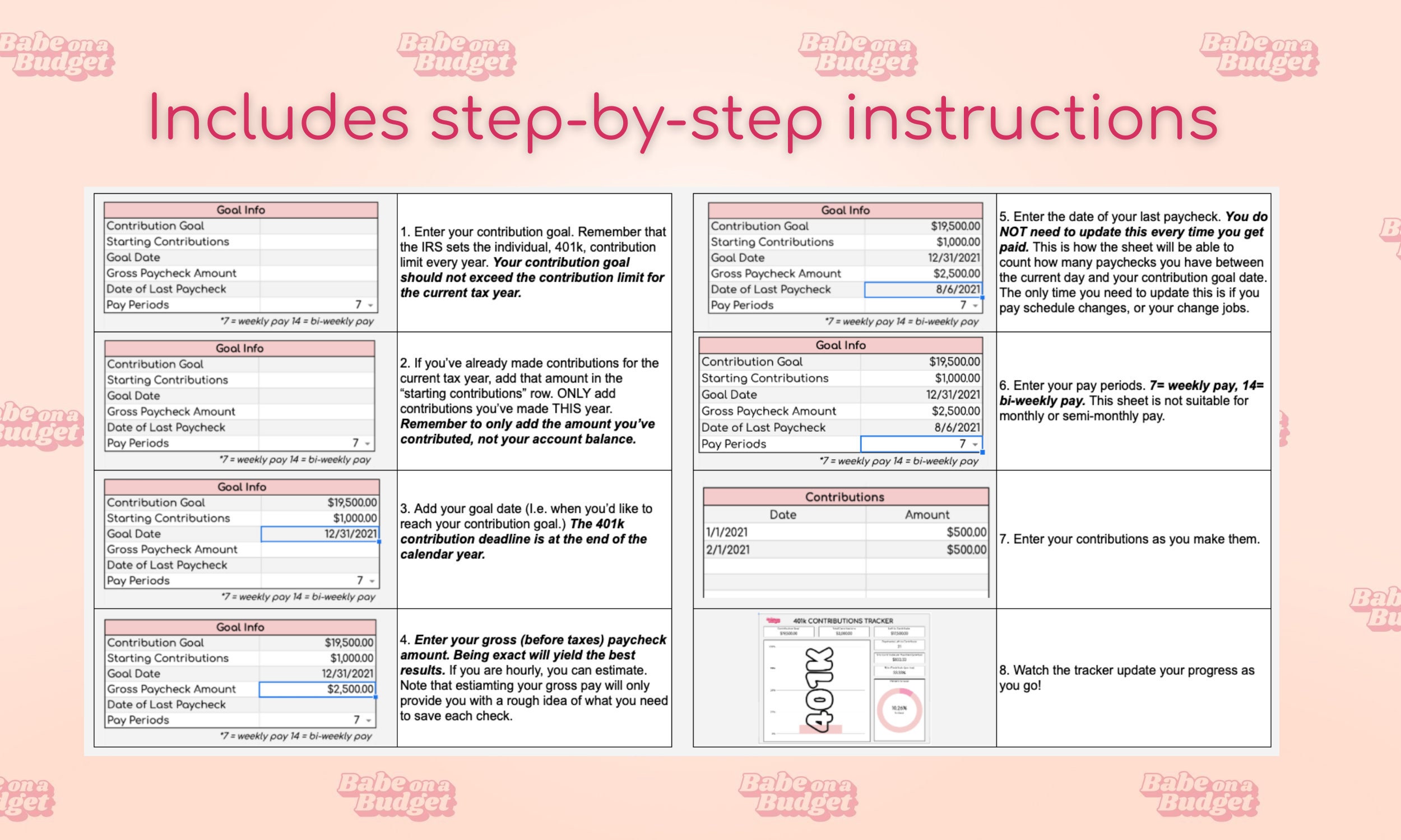 401k Contribution Tracker: Savings Spreadsheet Dashboard (google Sheet ...