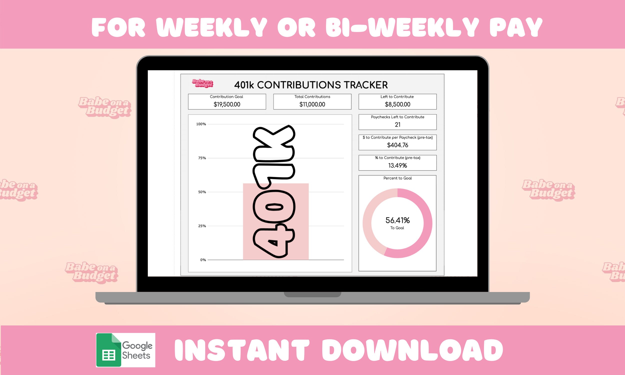 401k Contribution Tracker: Savings Spreadsheet Dashboard (google Sheet ...
