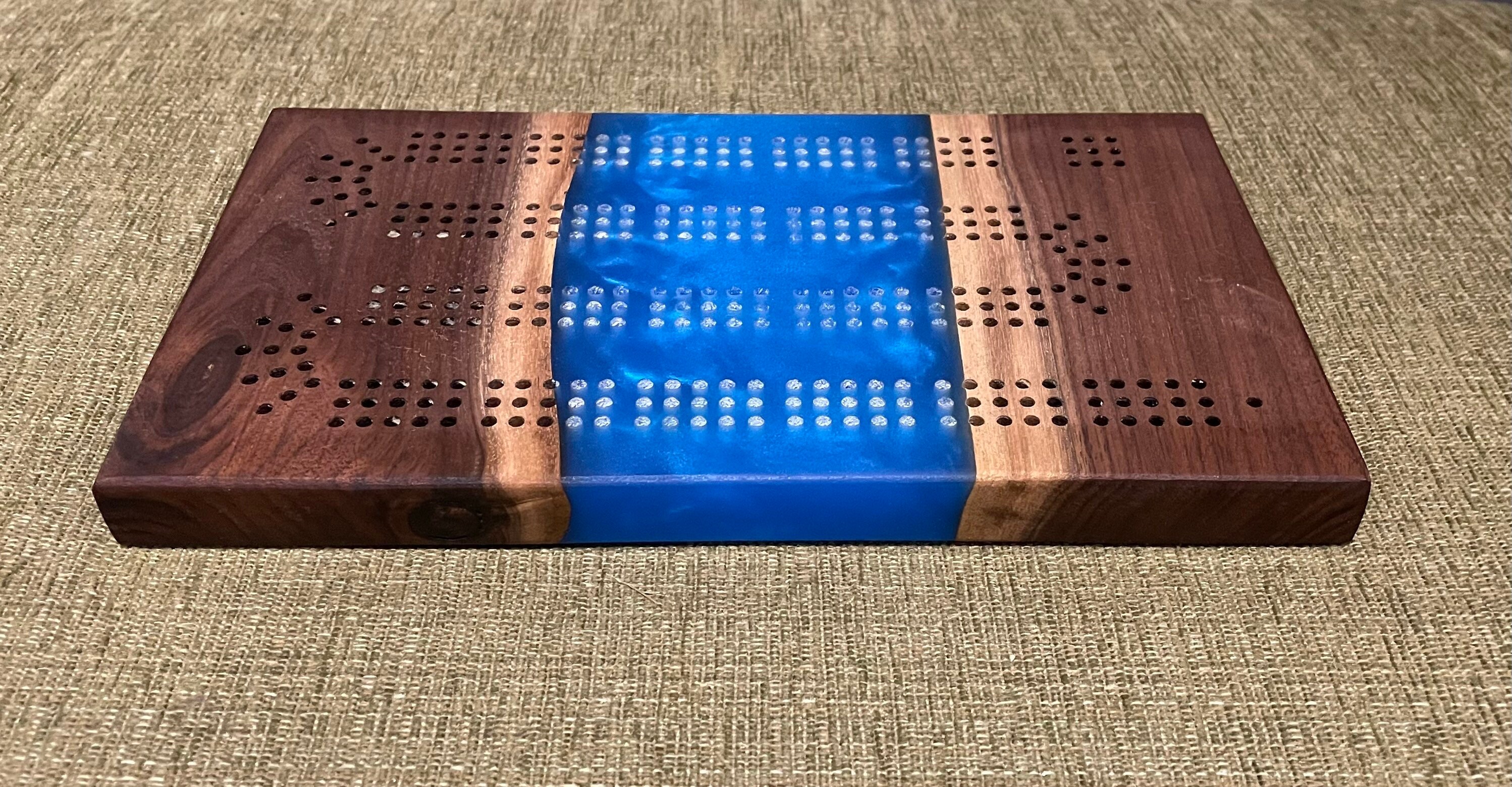 Live Edge Walnut Cribbage Board Designed With Blue Resin River - Etsy