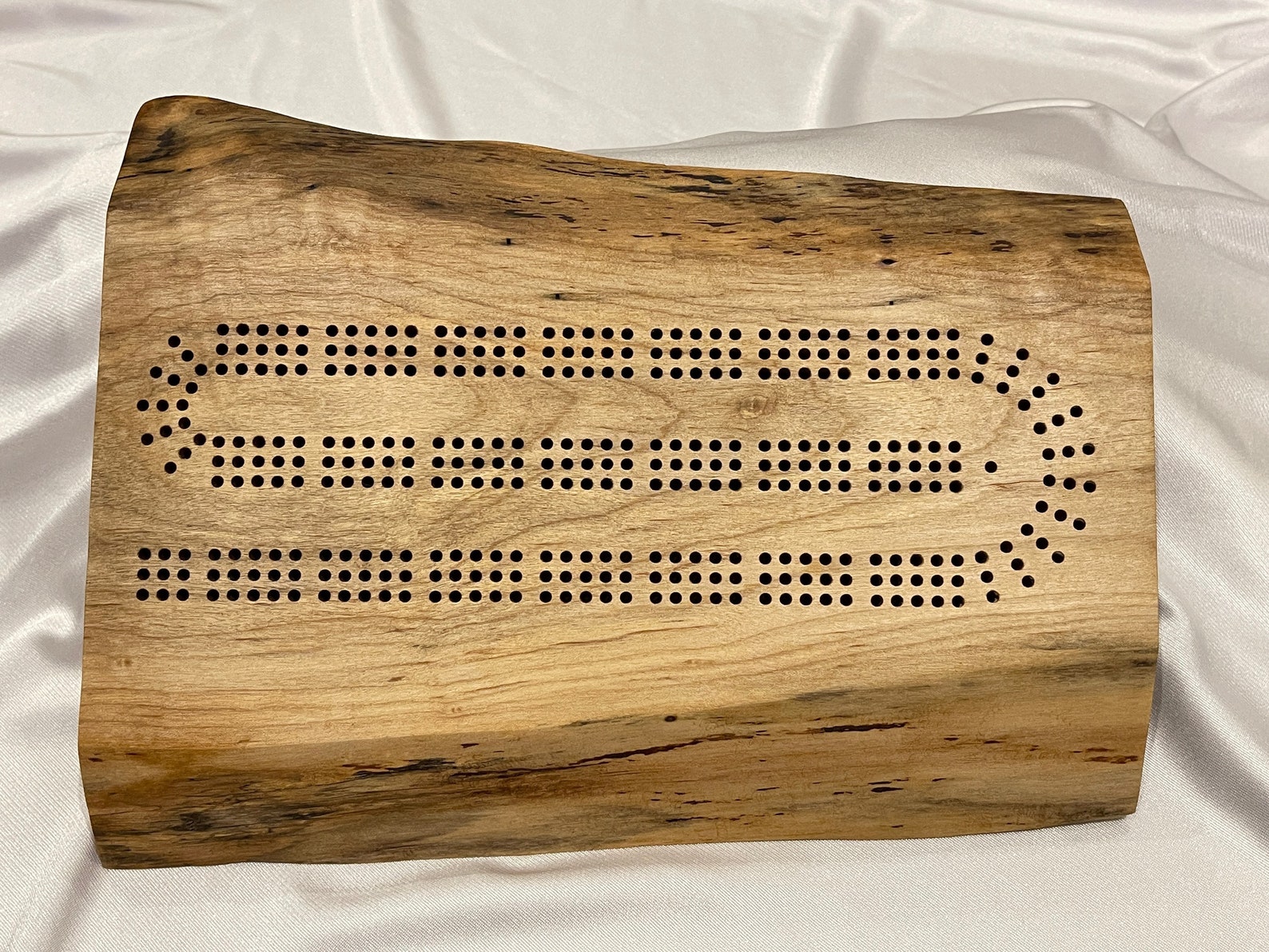 Live Edge Ambrosia Maple Cribbage Board - Etsy