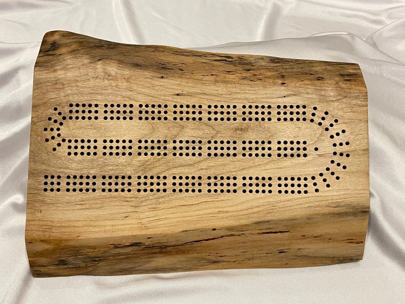 Live Edge Ambrosia Maple Cribbage Board - Etsy