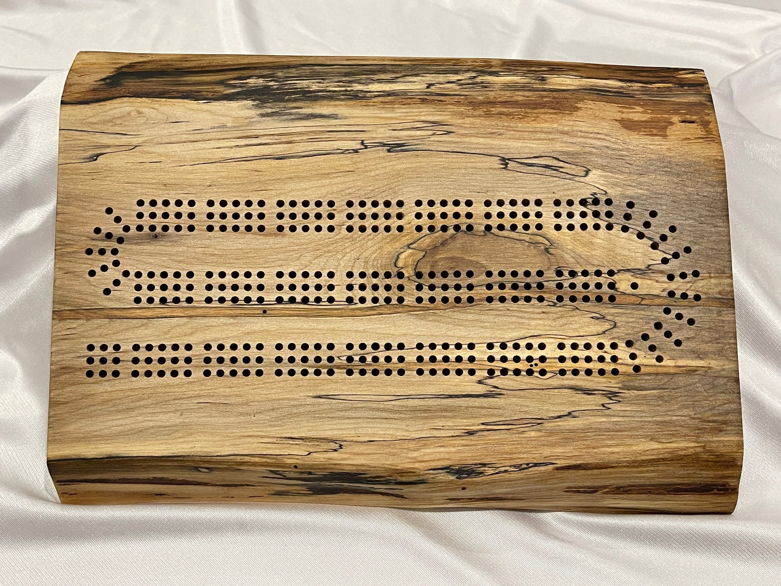 Live Edge Ambrosia Maple Cribbage Board - Etsy