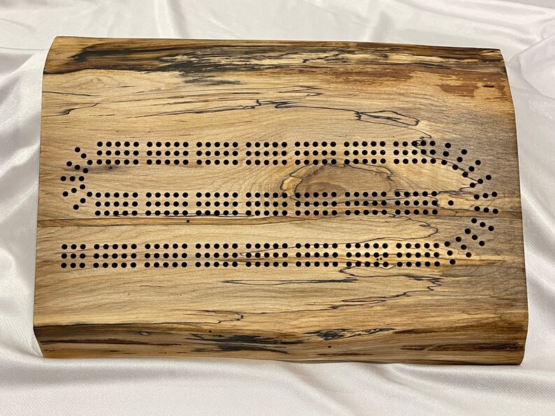 Live Edge Ambrosia Maple Cribbage Board - Etsy