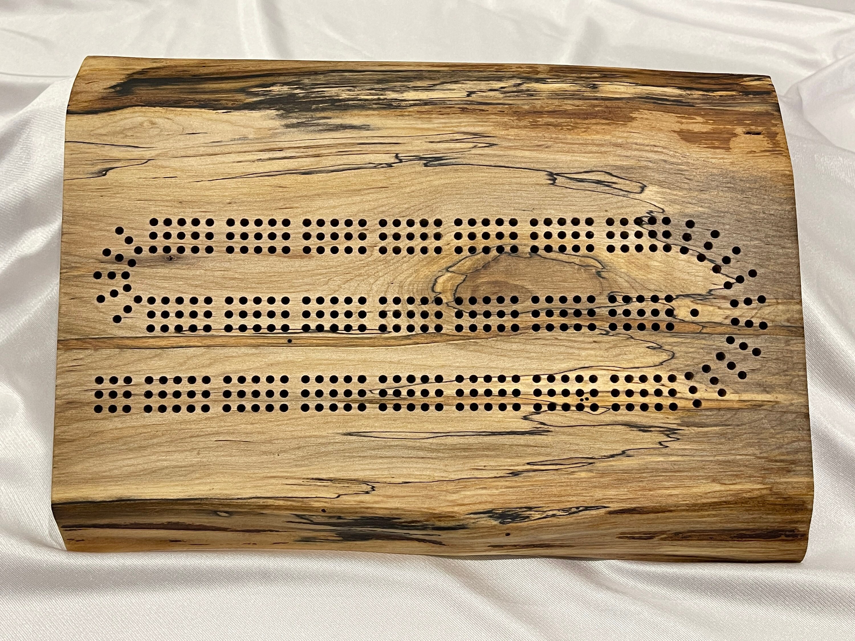 Live Edge Ambrosia Maple Cribbage Board - Etsy