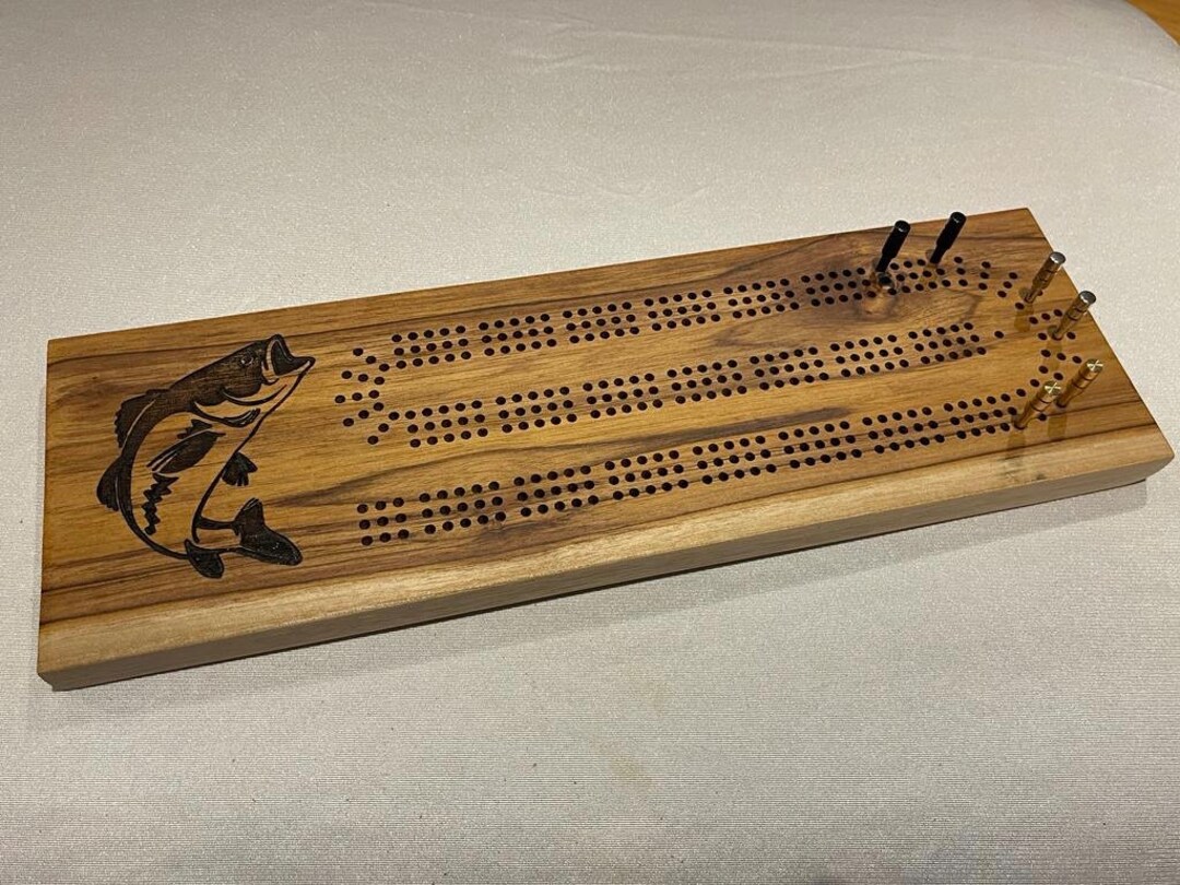 Handmade Teak Wooden Cribbage Board With Bass Fish - Etsy