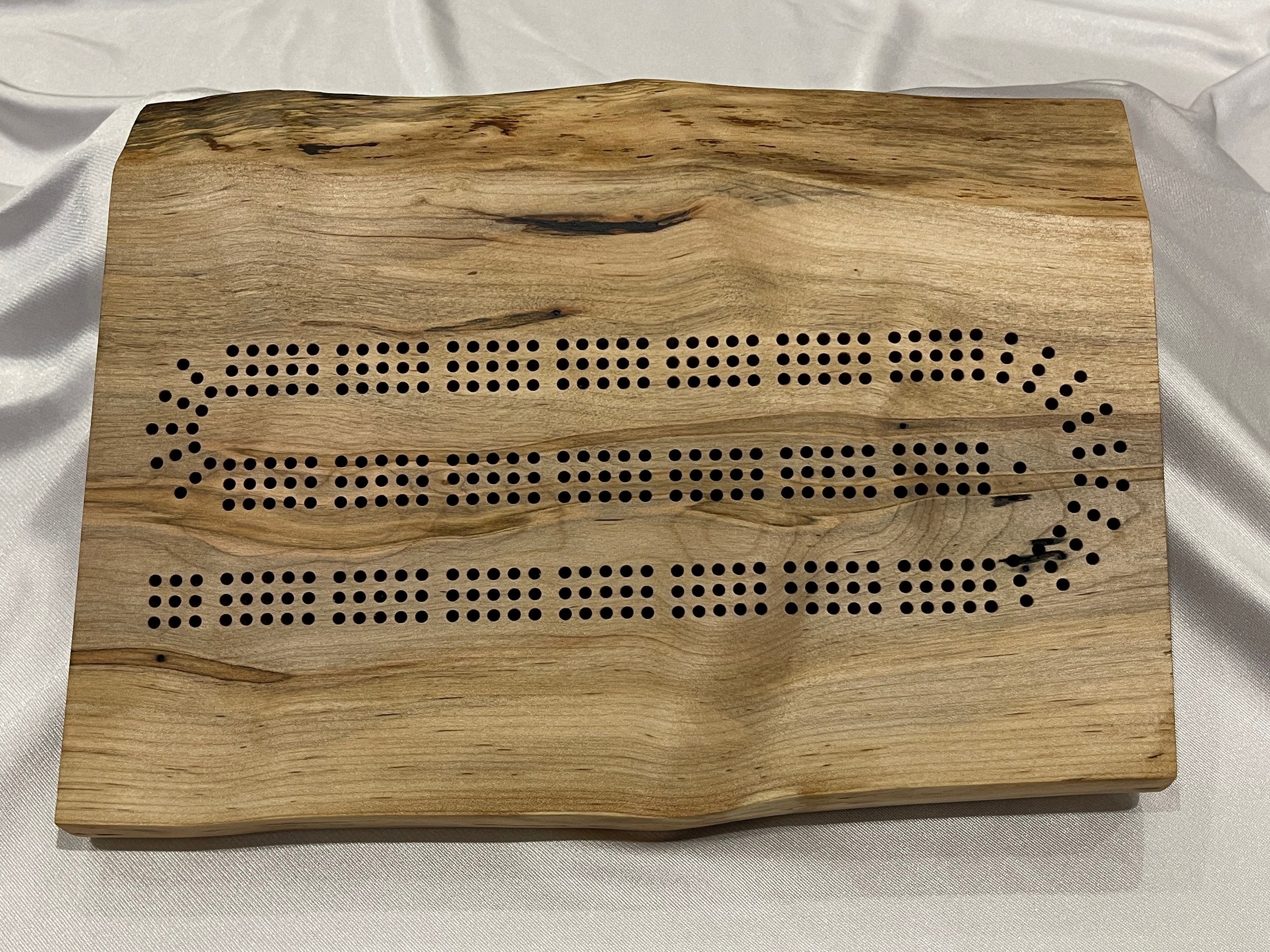Live Edge Ambrosia Maple Cribbage Board - Etsy