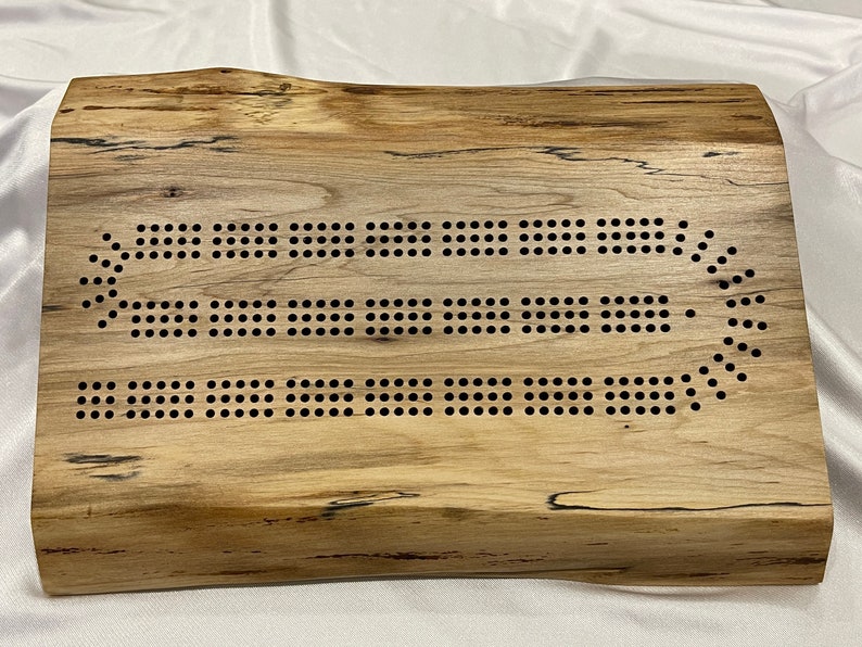 Live Edge Ambrosia Maple Cribbage Board - Etsy