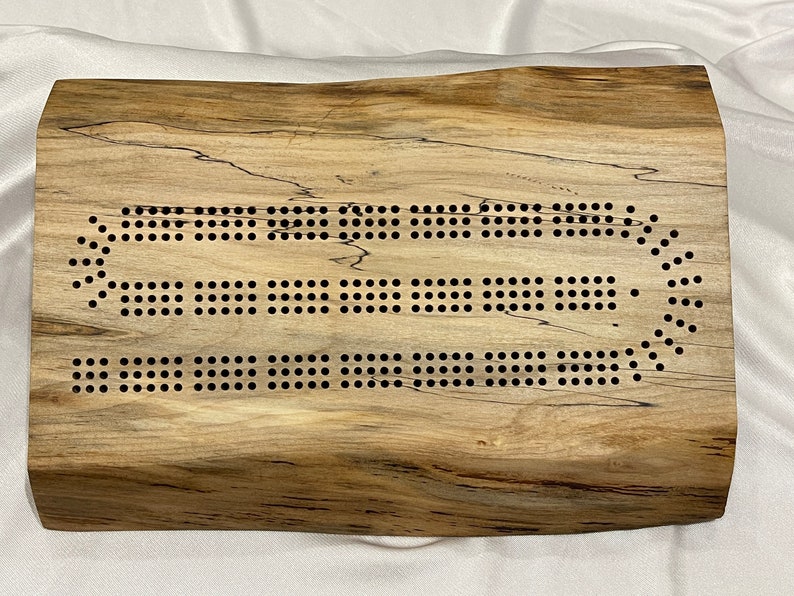 Live Edge Ambrosia Maple Cribbage Board - Etsy