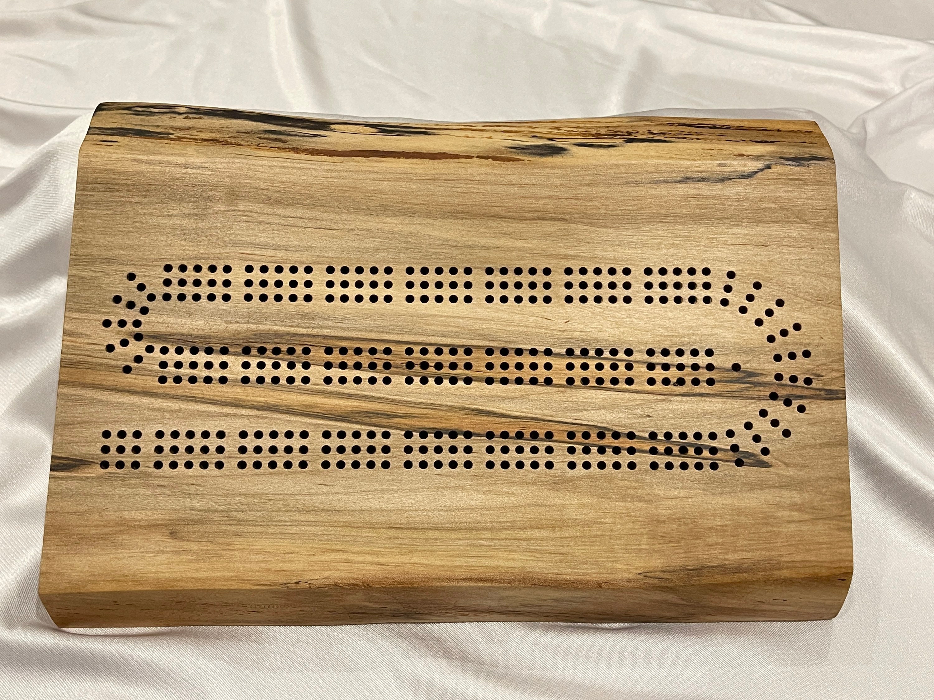 Live Edge Ambrosia Maple Cribbage Board - Etsy