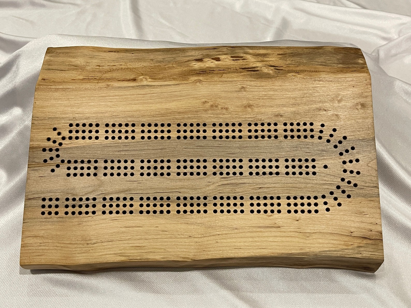 Live Edge Ambrosia Maple Cribbage Board - Etsy