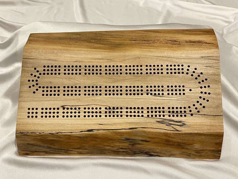 Live Edge Ambrosia Maple Cribbage Board - Etsy