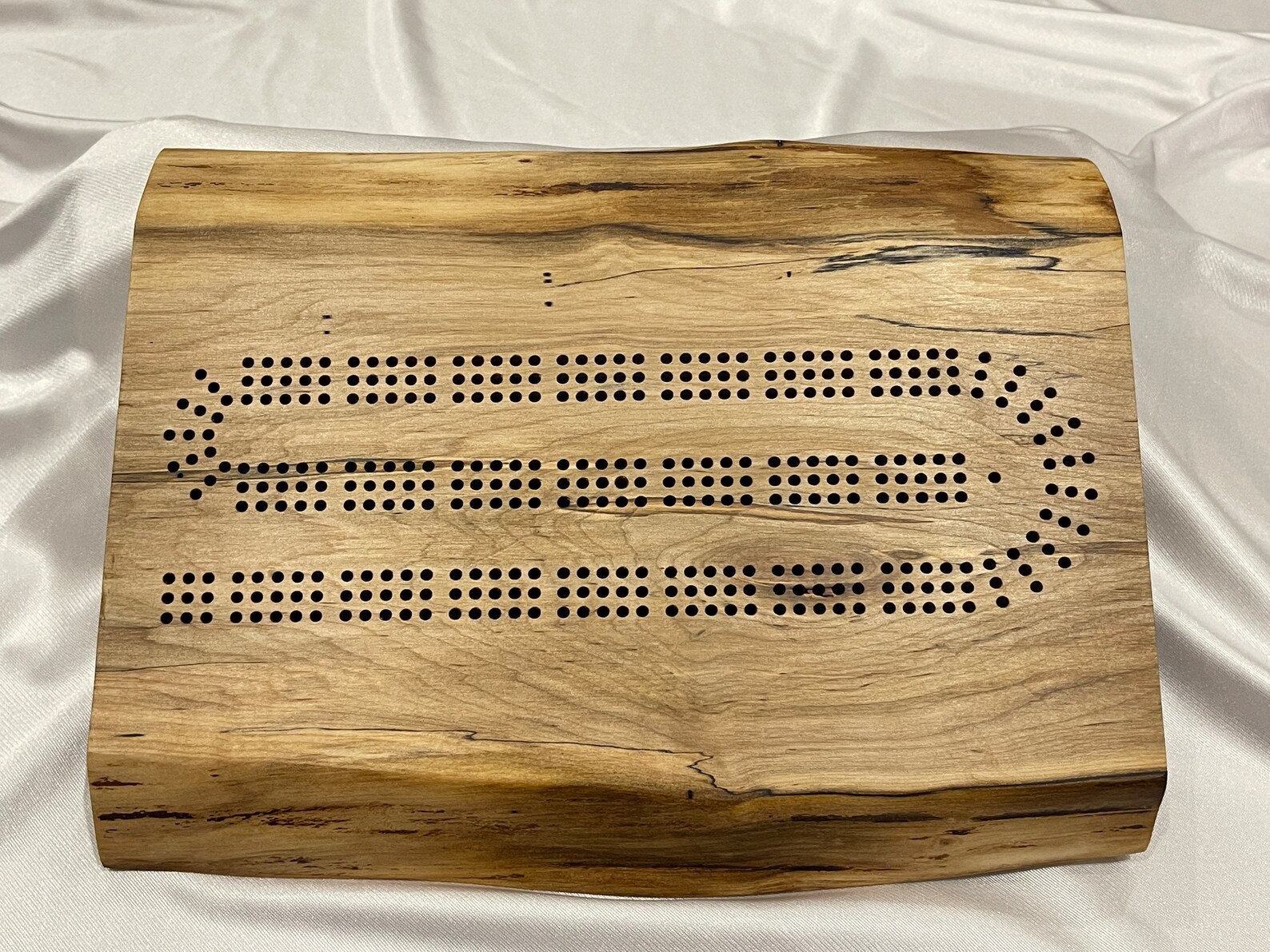 Live Edge Ambrosia Maple Cribbage Board - Etsy
