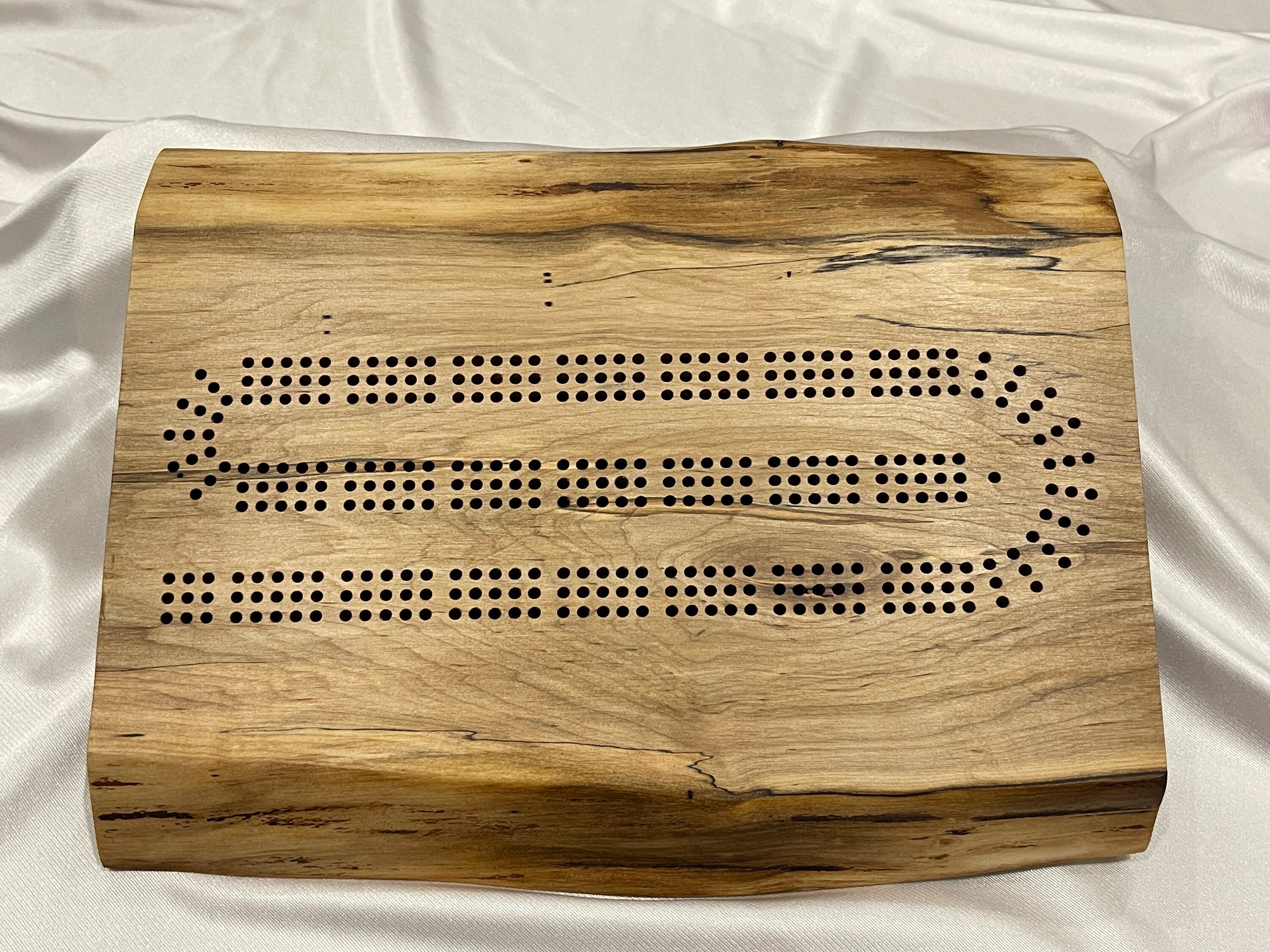 Live Edge Ambrosia Maple Cribbage Board - Etsy