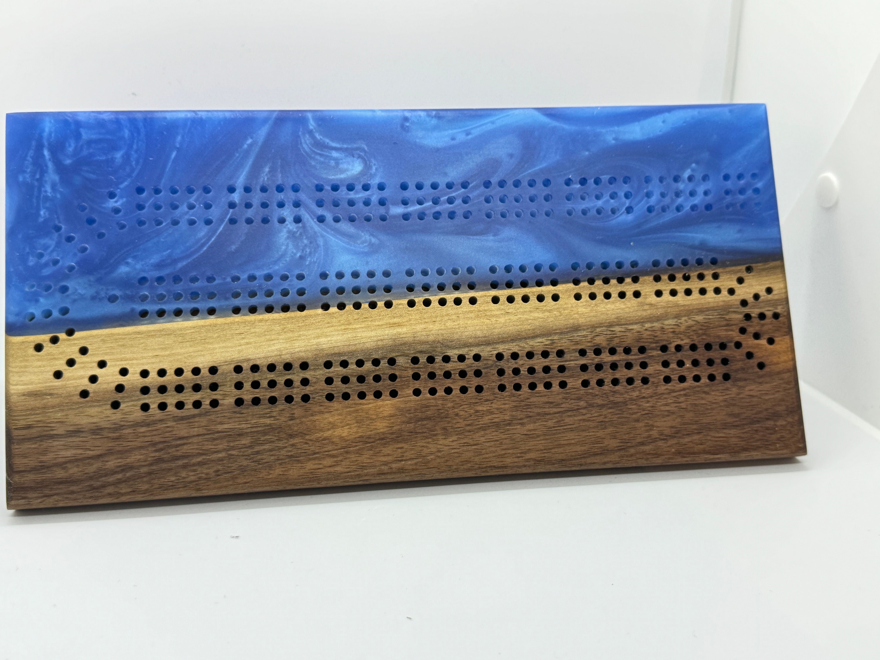 Live Edge Walnut Cribbage Board Designed With Blue Resin River - Etsy
