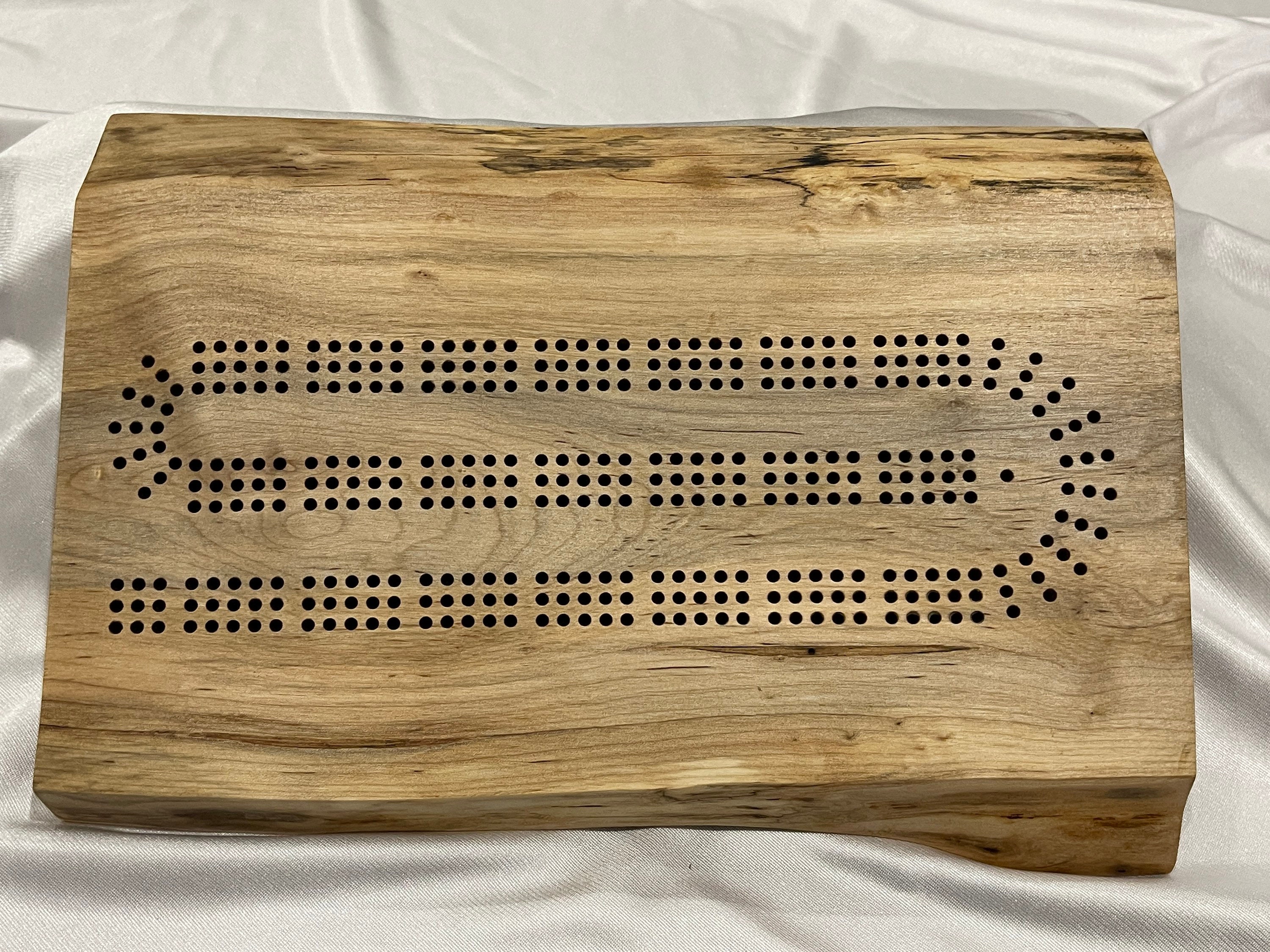 Live Edge Ambrosia Maple Cribbage Board - Etsy