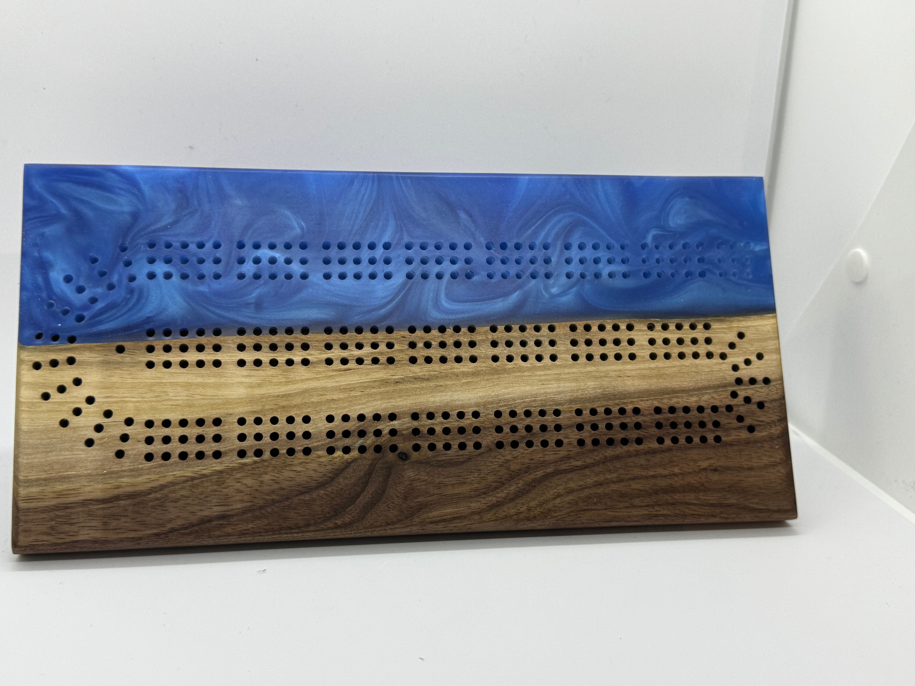 Live Edge Walnut Cribbage Board Designed With Blue Resin River - Etsy