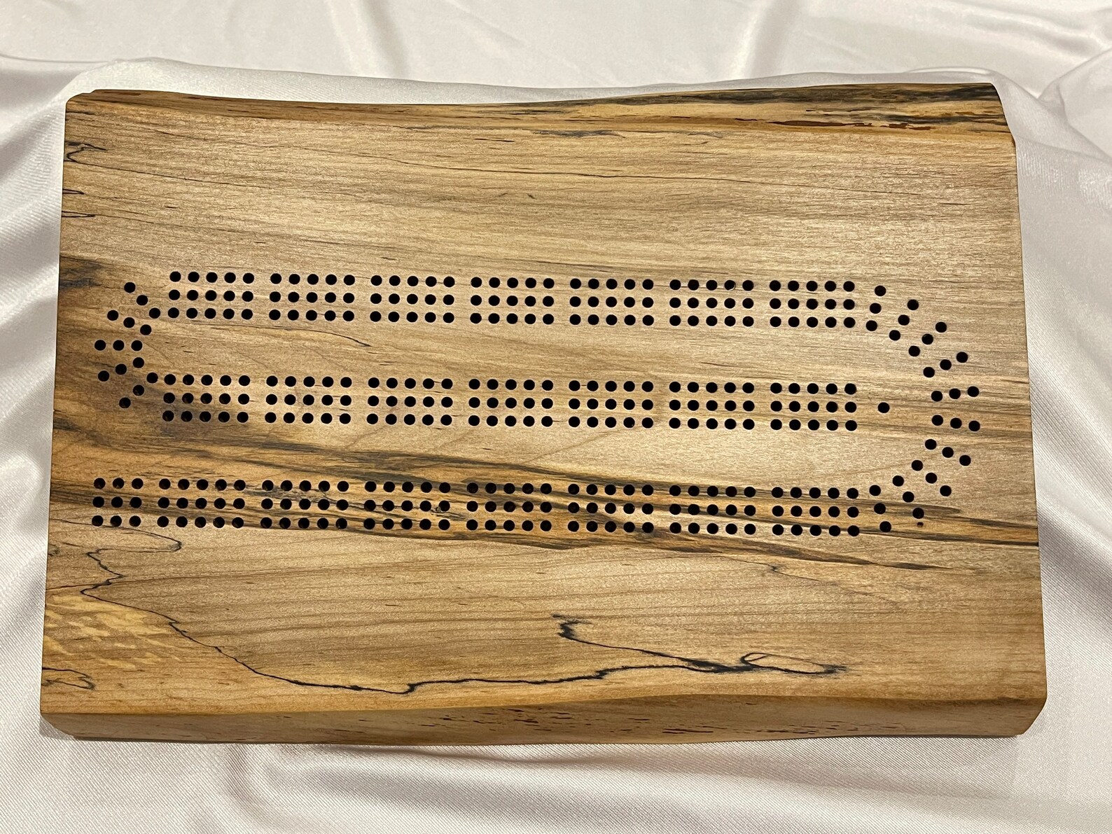 Live Edge Ambrosia Maple Cribbage Board - Etsy
