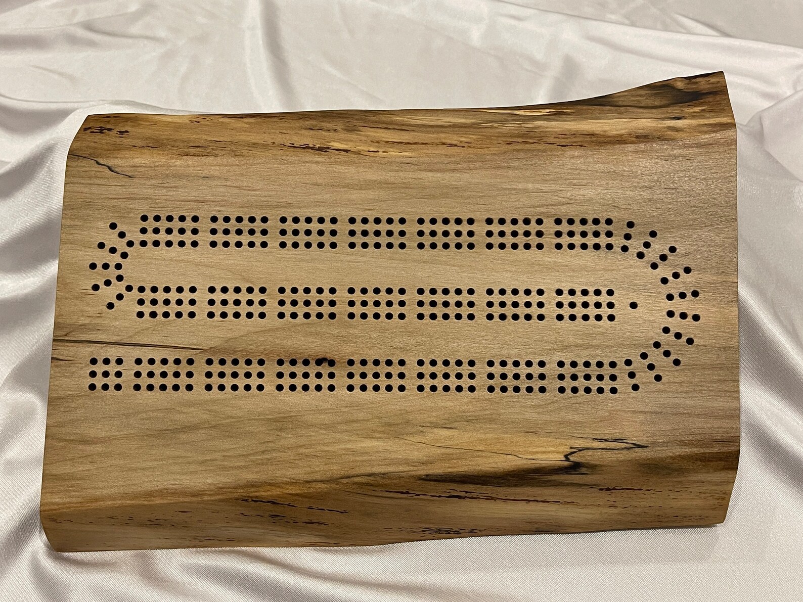 Live Edge Ambrosia Maple Cribbage Board - Etsy