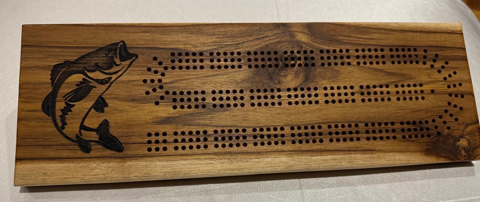 Handmade Teak Wooden Cribbage Board With Bass Fish - Etsy