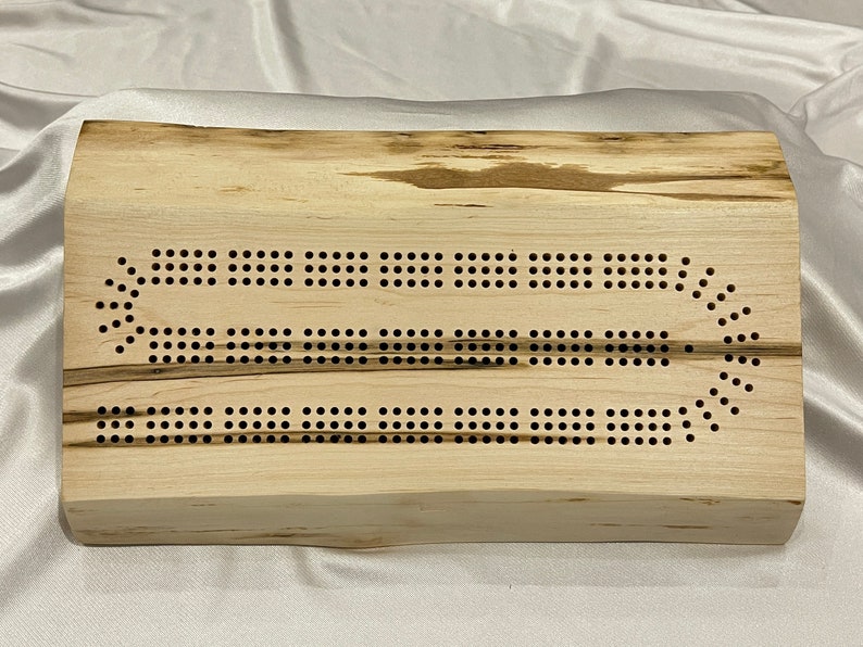 Live Edge Ambrosia Maple Cribbage Board - Etsy