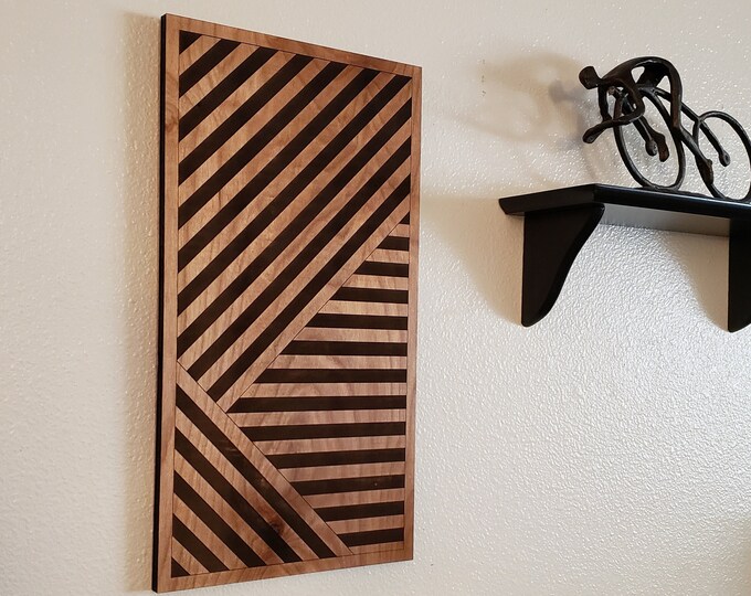 Art Deco Square Birch Wood Wall Art Engraved, 9x16 Inches or Larger for ...