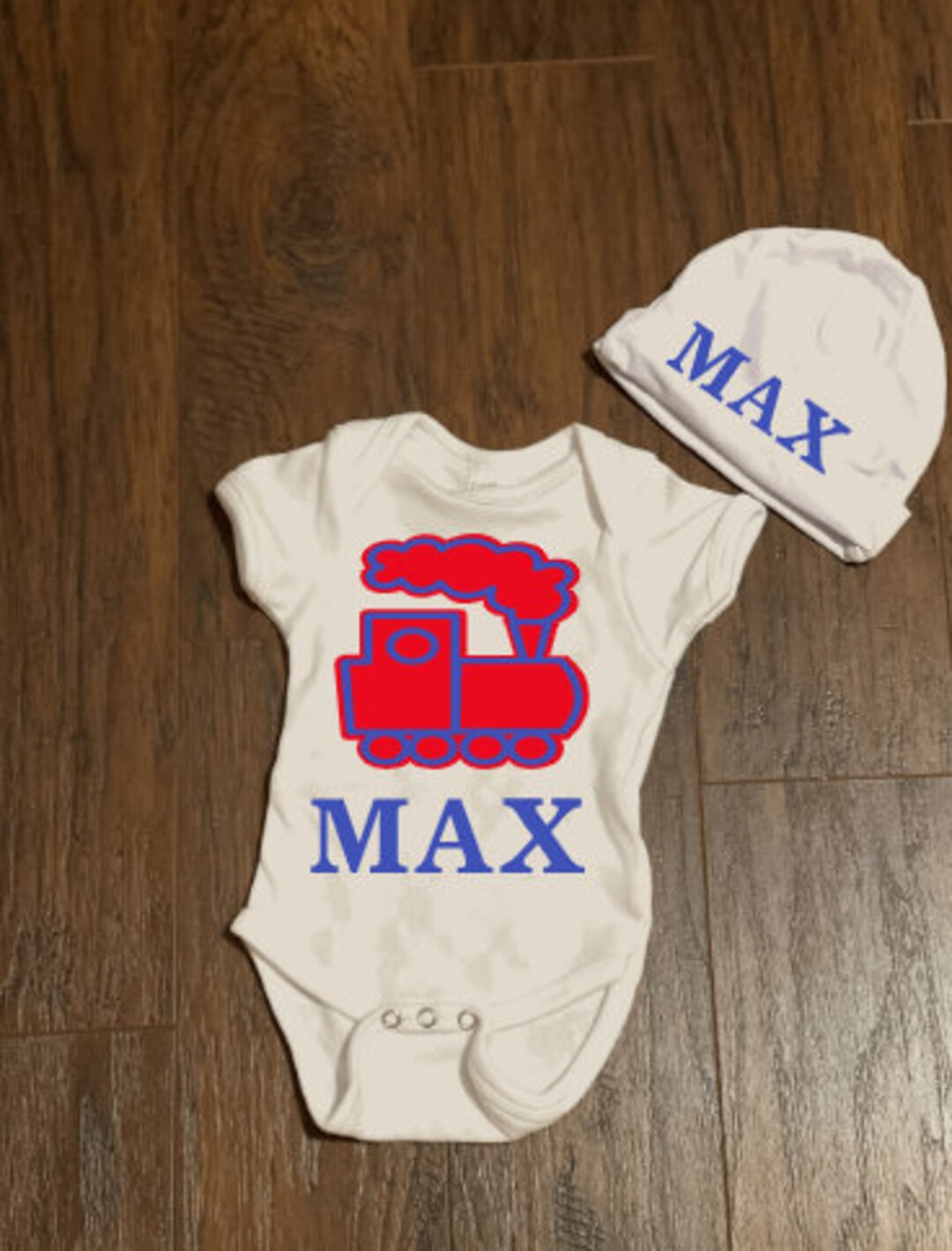 Personalized Train Baby Boy Onesie & Hat - Etsy
