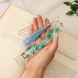Personalized Pressed Flower Bookmark, Daisy Resin Bookmark, Custom ...