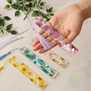 Custom Flower Resin Bookmark, Bookmark Personalised, Floral Bookmark ...