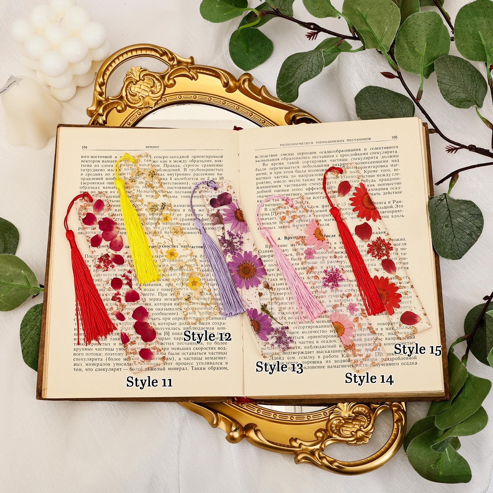 Pretty Pressed Flower Bookmark, Custom Name Resin Bookmark, Book Lover ...