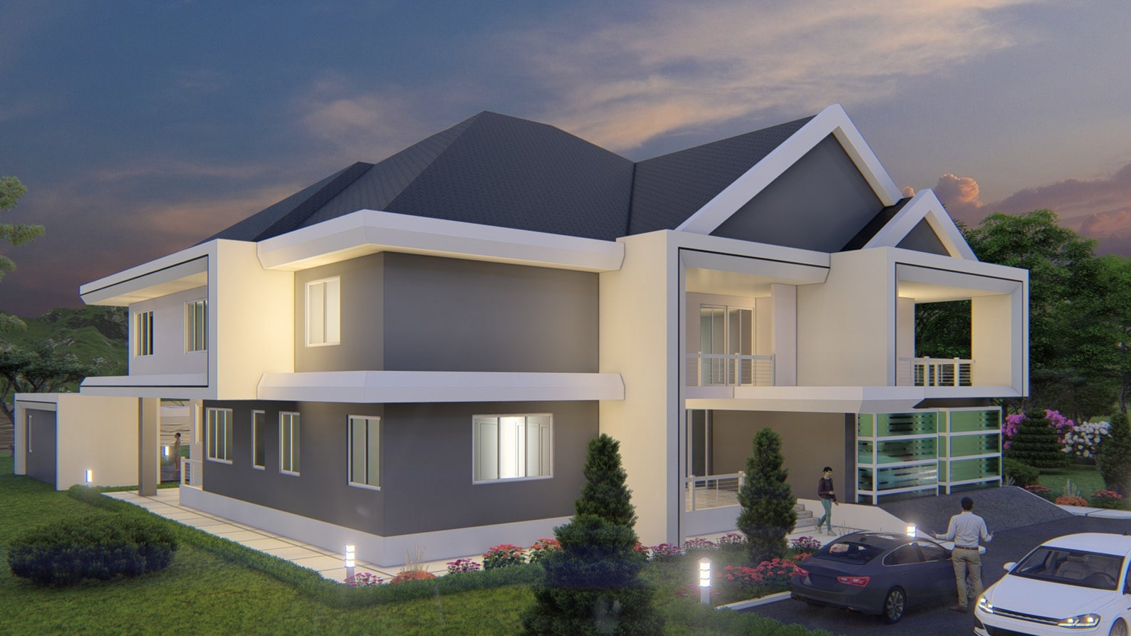 4 Bedroom House Plan Option 1 Ivory and Grey,modern Floor Plan, 3500 ...