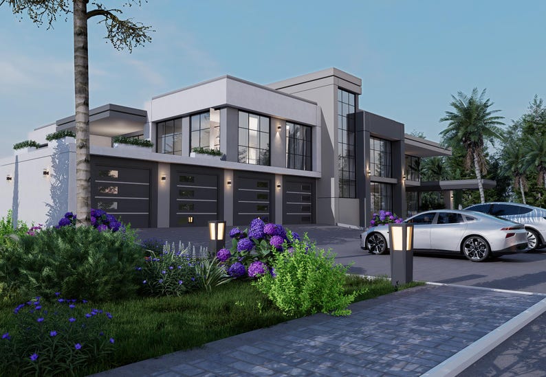 6000 Sqft Ultra-modern 6 Bedroom House Plan (instant Download) - Etsy