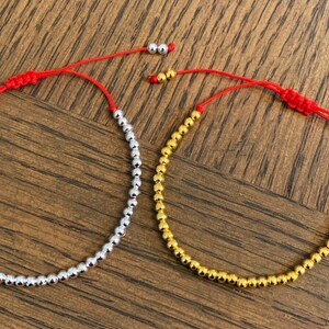 Red String on Beads!! a Minimalist Style Bracelet That Brings Elegance ...