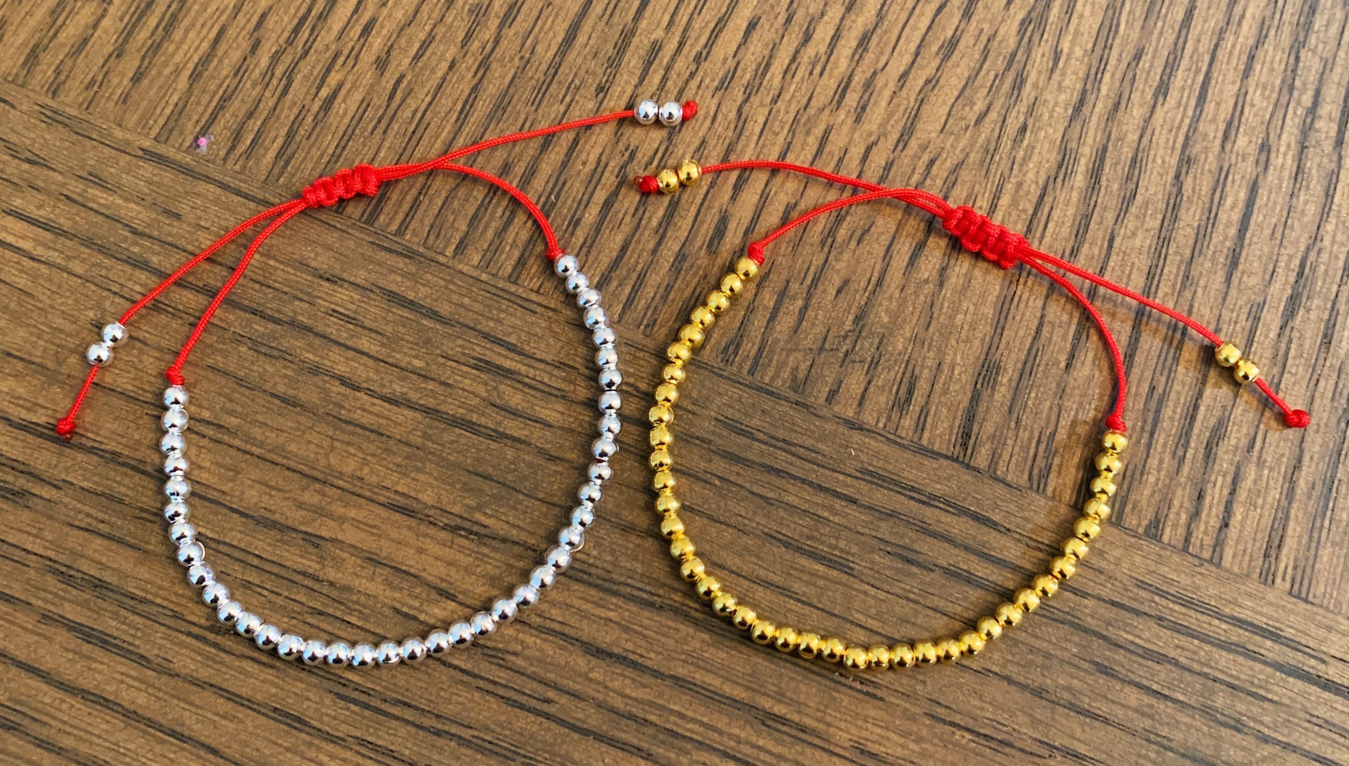 Red String on Beads!! a Minimalist Style Bracelet That Brings Elegance ...