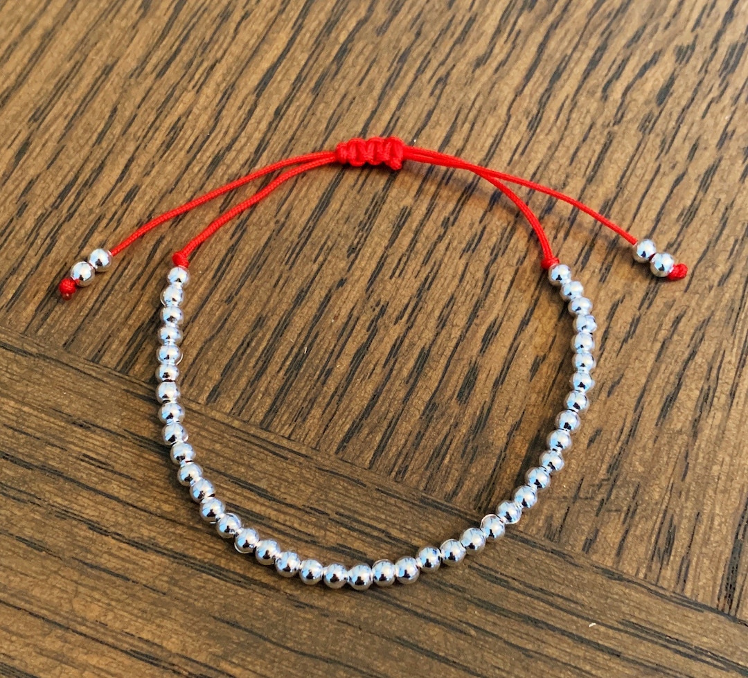 Red String on Beads!! a Minimalist Style Bracelet That Brings Elegance ...