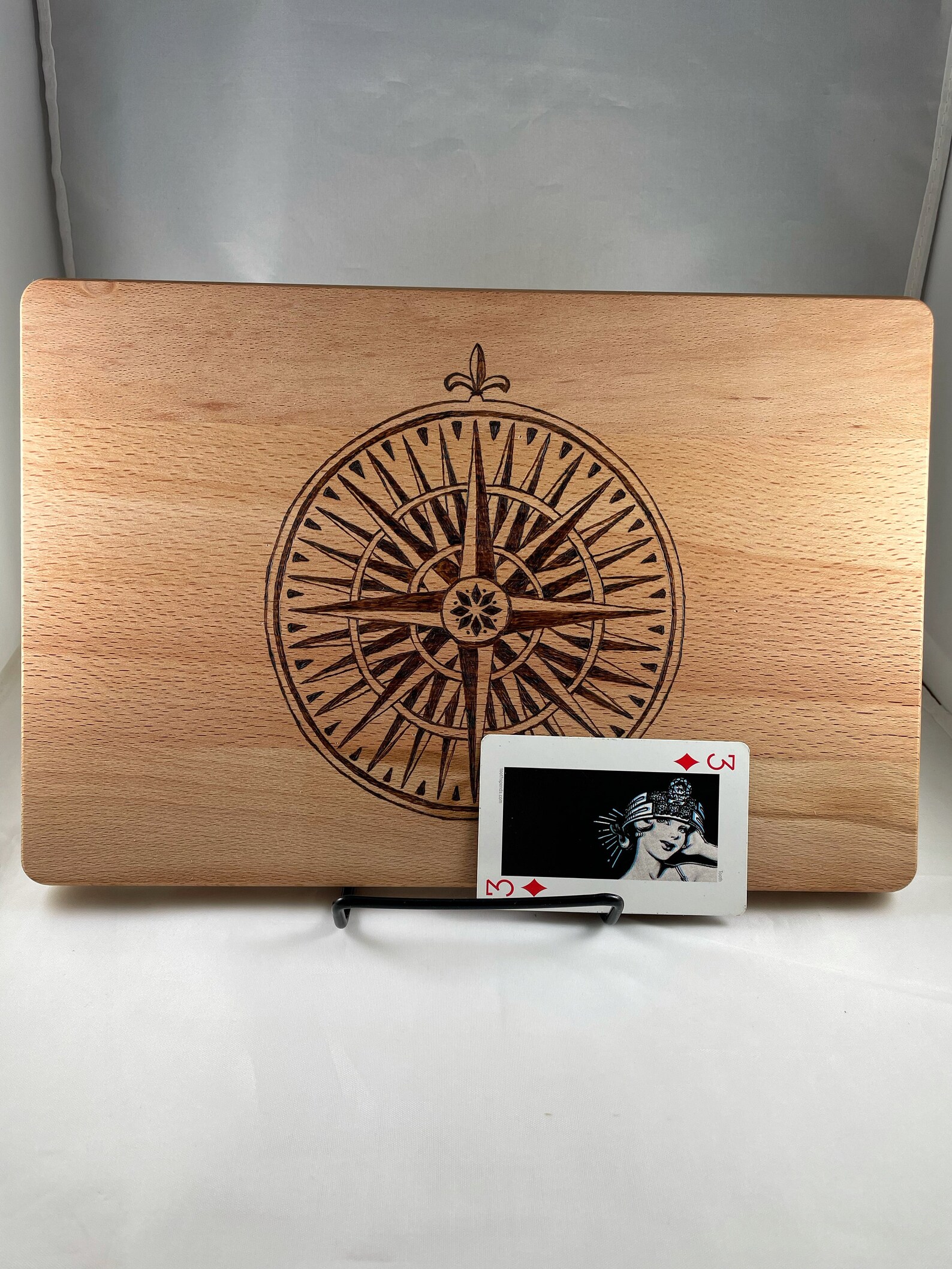 Compass Rose Wood Burned Cutting Board Pyrography/wood - Etsy